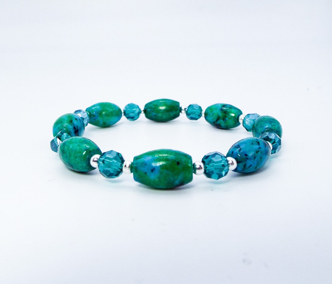 Cynthia Lynn "heaven and Earth" Chrysocolla & Crystal Beaded Silver ...