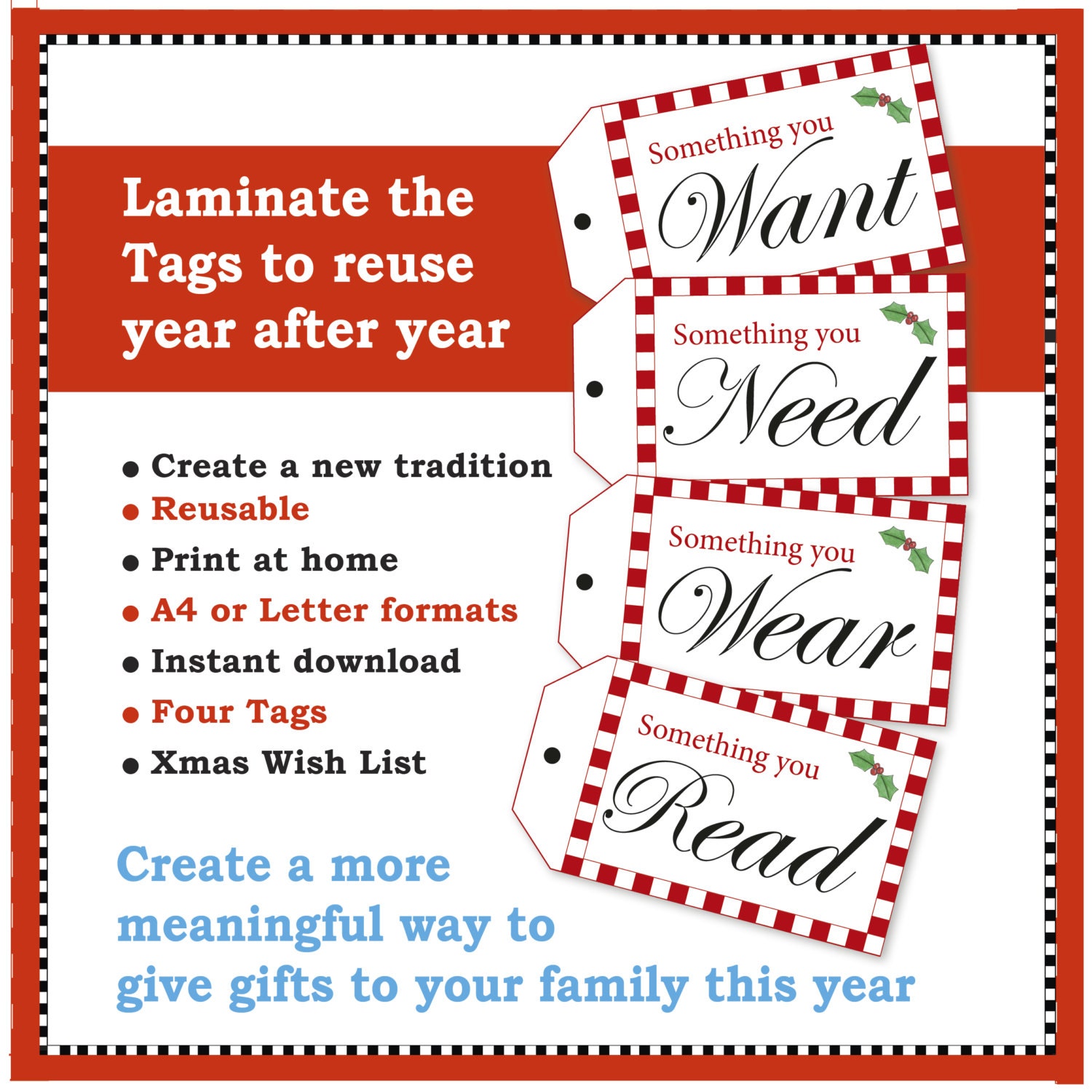 Printable Christmas Tags and Wish List - Etsy
