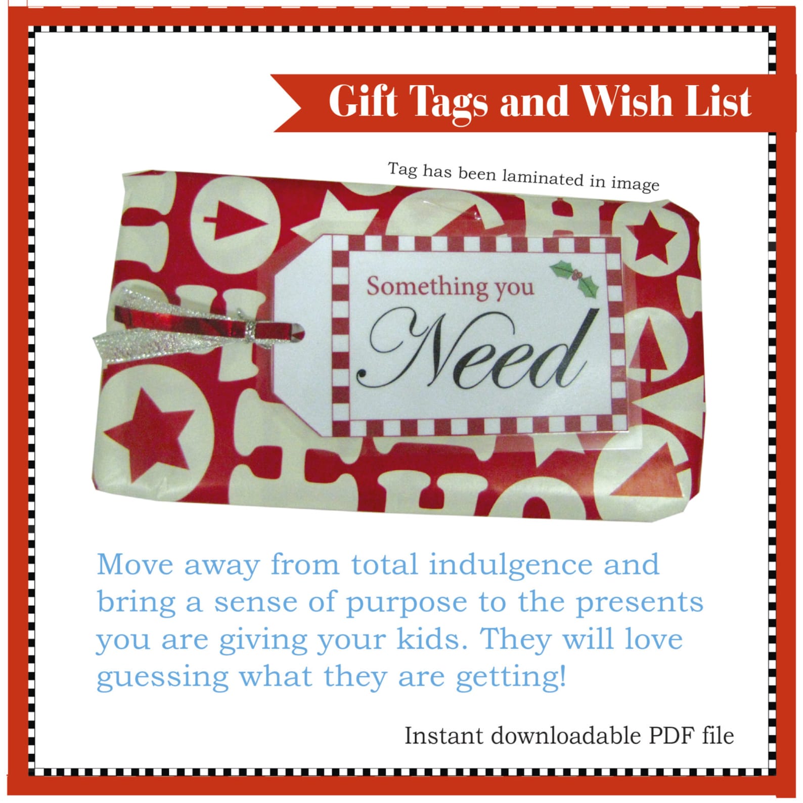 Printable Christmas Tags and Wish List - Etsy