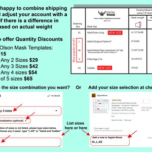 Olson Face Mask Pattern Acrylic Templates - 5 Sizes for Adult and Child ...