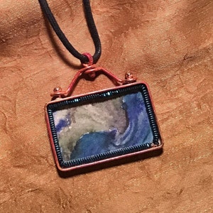 Hand Painted Pendant Leaf of Mermaid's Tale, Art Pendant Necklace ...