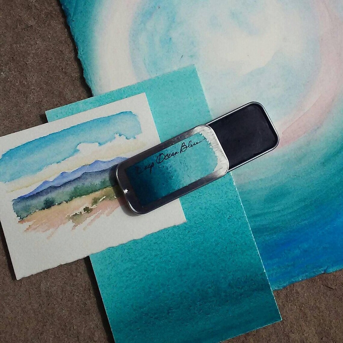 Deep Ocean Blue Watercolor | Etsy