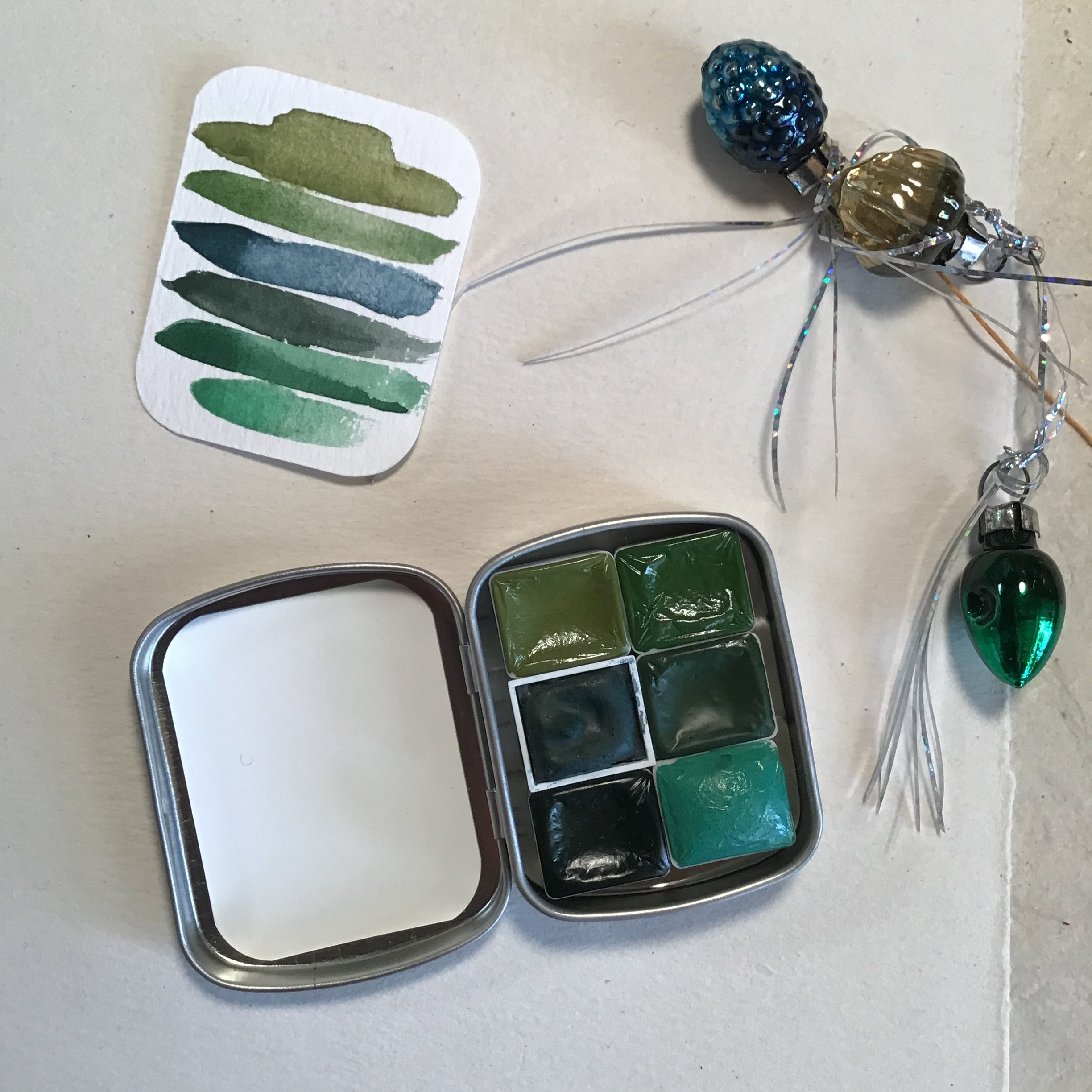 Handmade Watercolors Green Paint Set