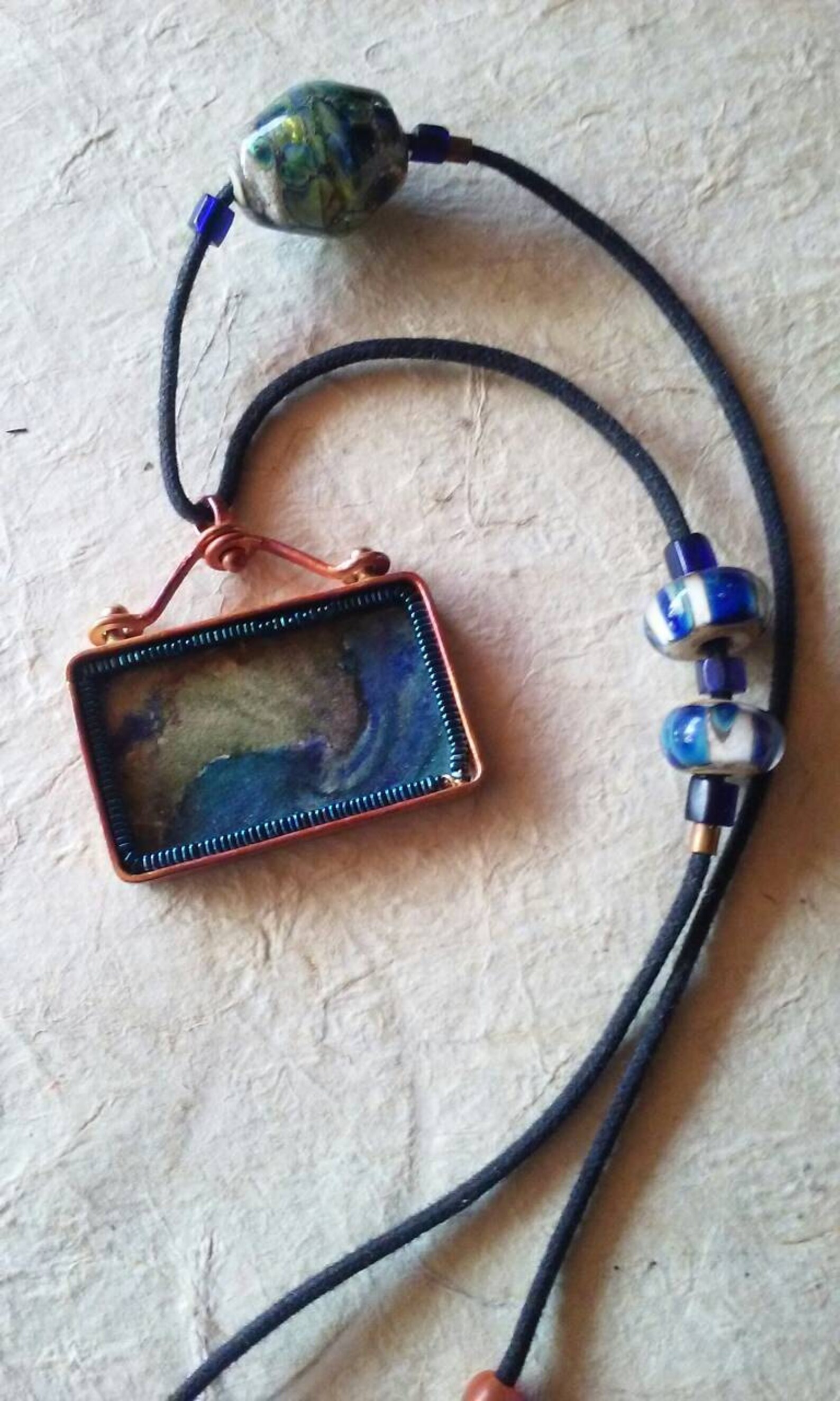 Hand Painted Pendant Leaf of Mermaid's Tale, Art Pendant Necklace ...