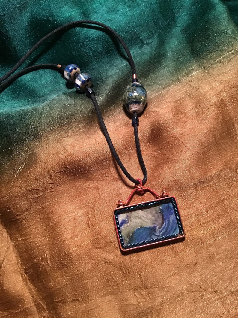 Hand Painted Pendant Leaf of Mermaid's Tale, Art Pendant Necklace ...