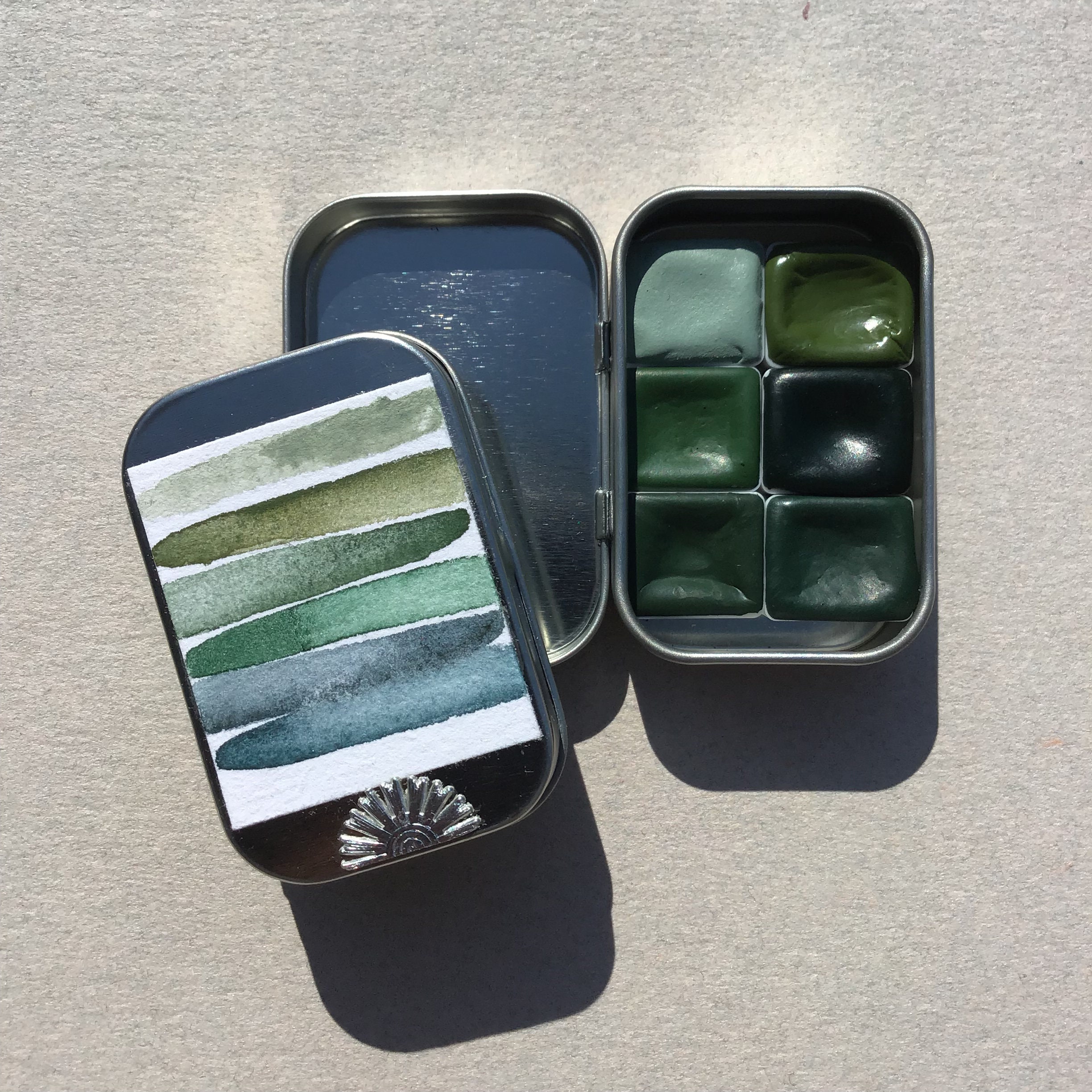 Handmade Watercolors Green Paint Set