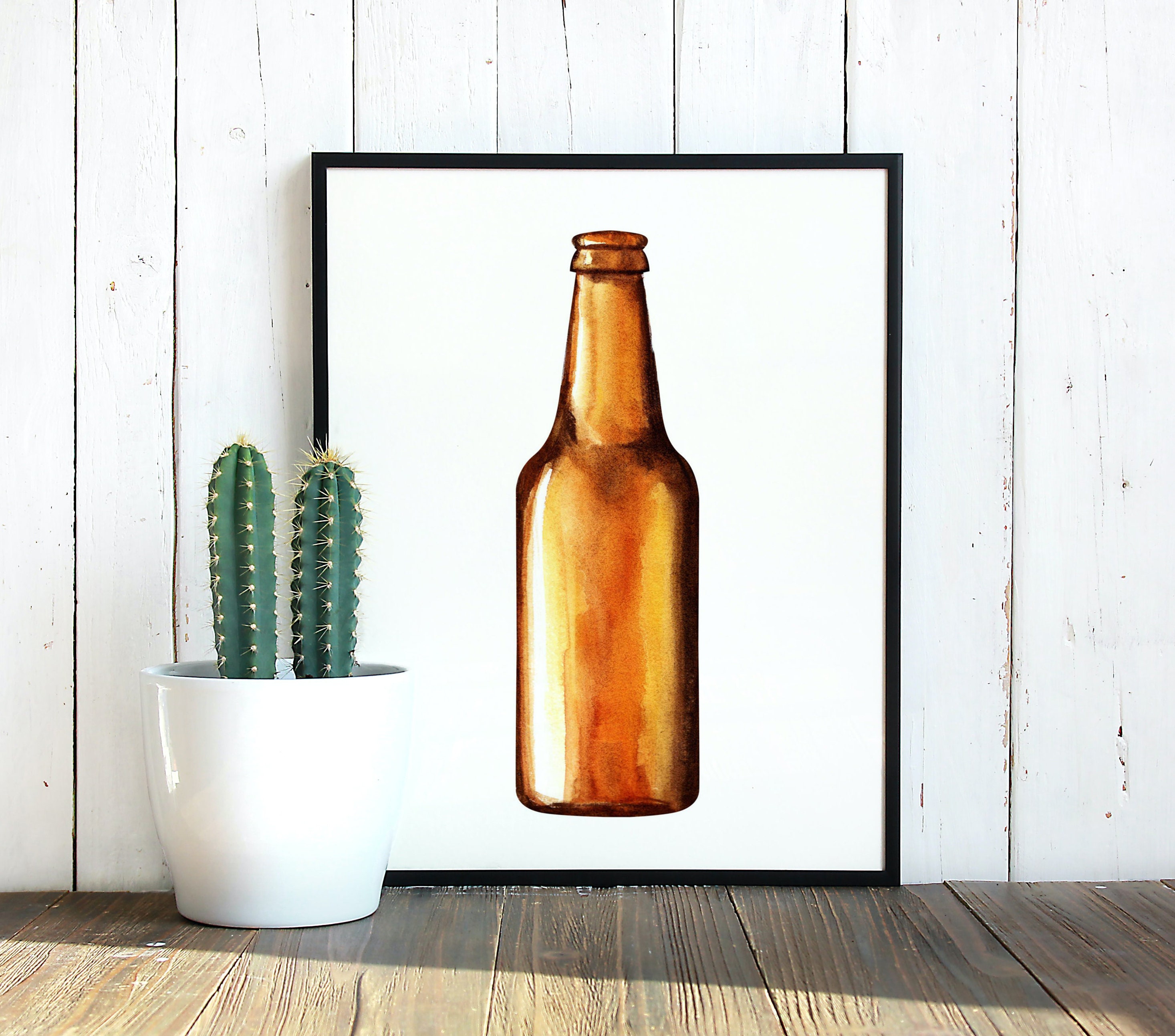 Beer Bottle Watercolor 8x10 Print - Etsy