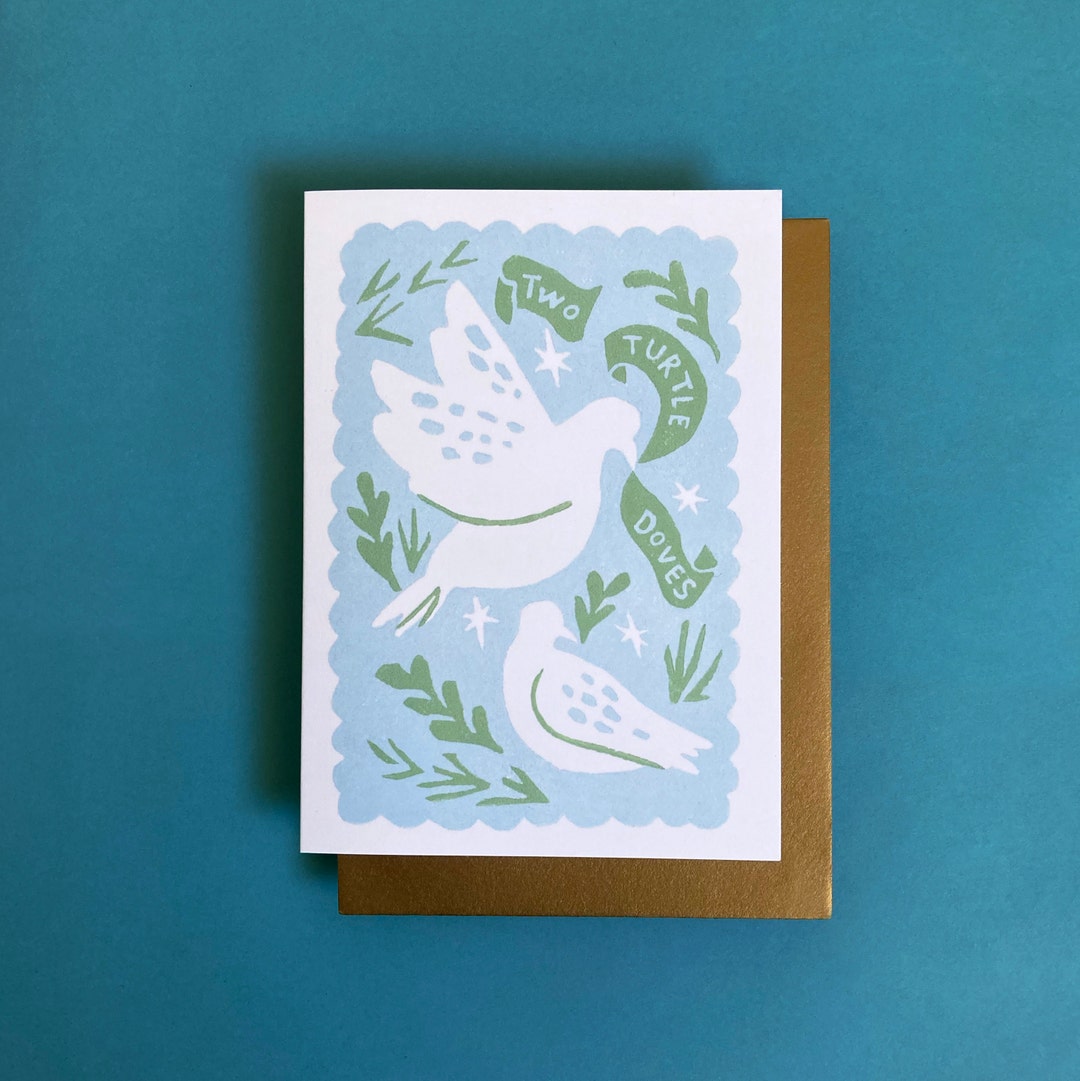Two Turtle Doves | Christmas Greeting Card - Etsy