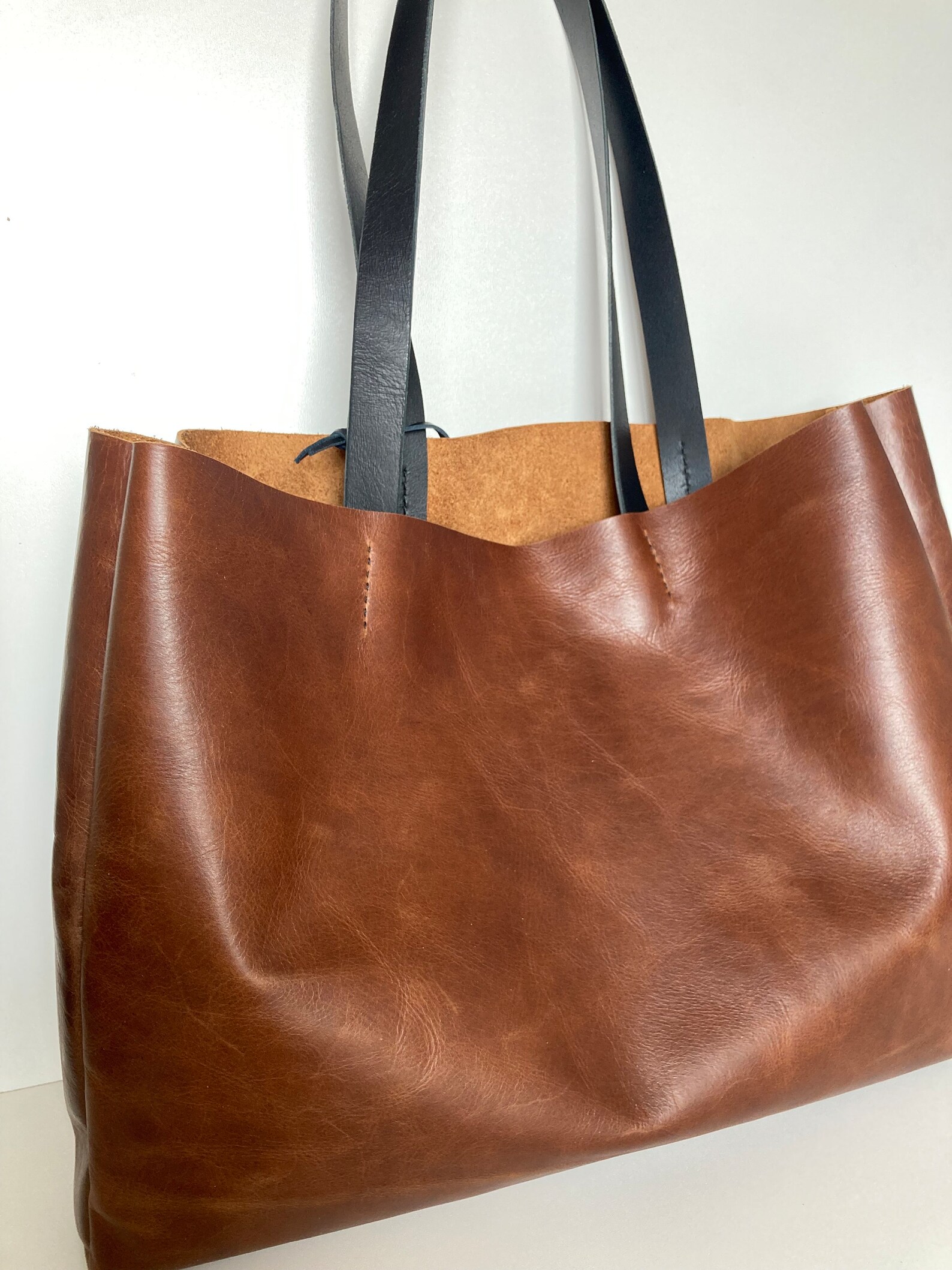 Cognac Brown Leather Tote , Brown Leather Tote Bag, Large Leather Tote ...