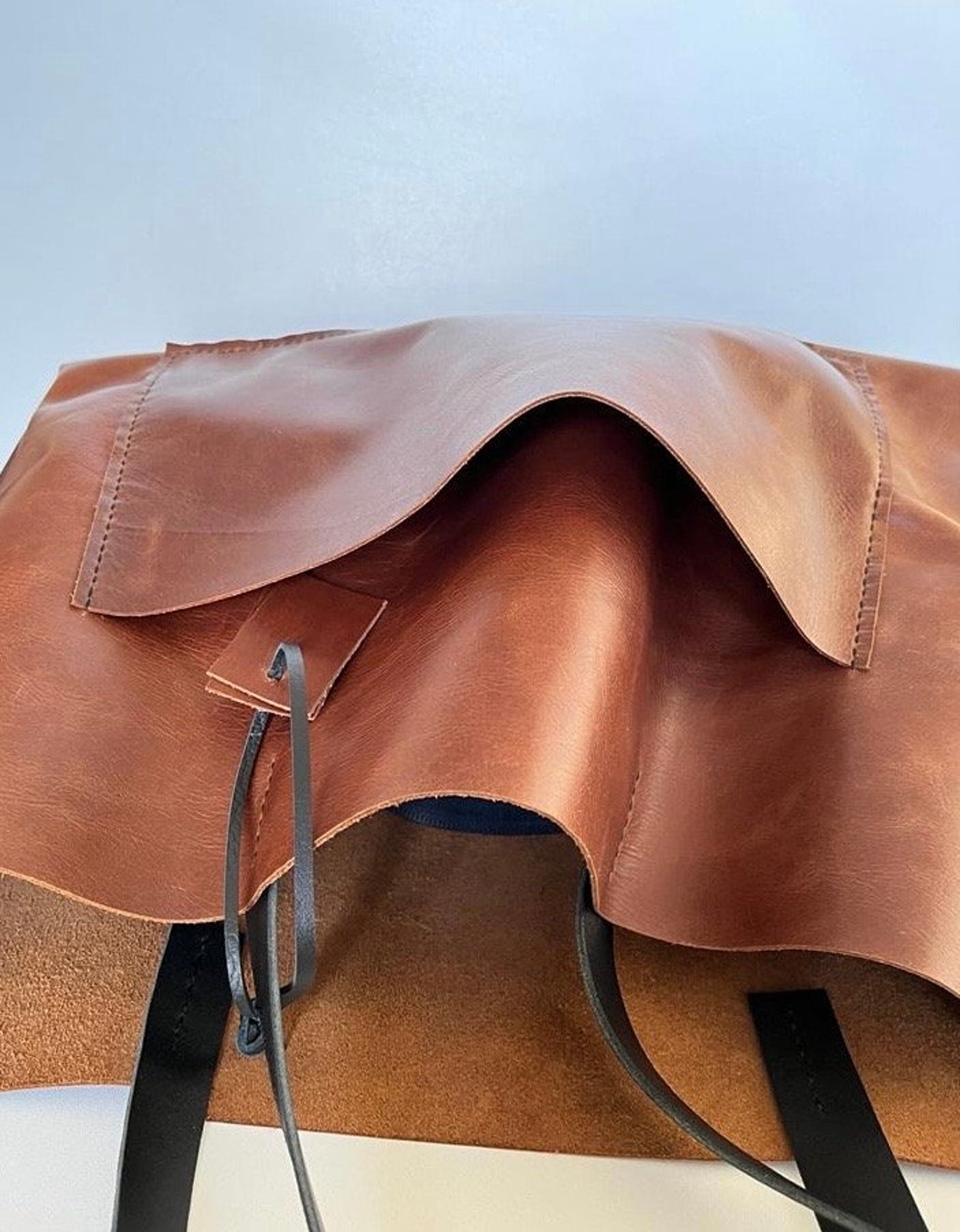 Cognac Brown Leather Tote , Brown Leather Tote Bag, Large Leather Tote ...
