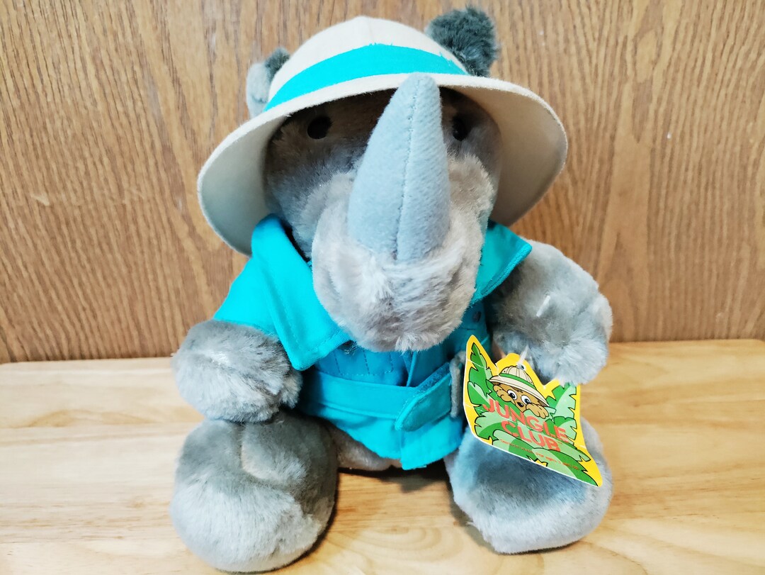 Vintage Dakin Fun Farm Jungle Club Plush Rhino Made in Korea 1987 6 and ...