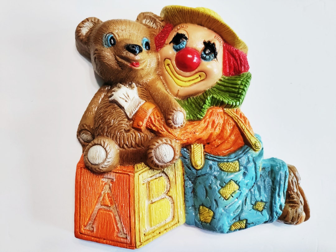 Vintage Frankies Designs Clown and Bear Smallish Size Plaque Hard Foam ...