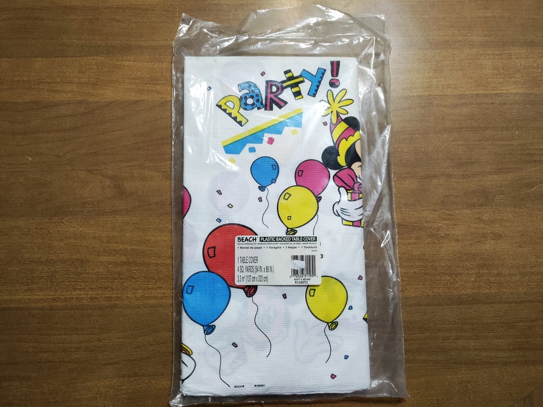 Vintage Mickey Mouse Beach Paper Plastic Backed Table Cover 54 Inches X ...