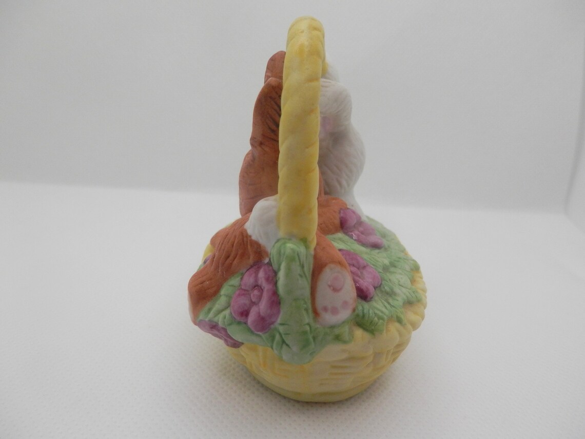 Russ Berrie and Company Bunnies in a Basket Figurine Porcelain - Etsy