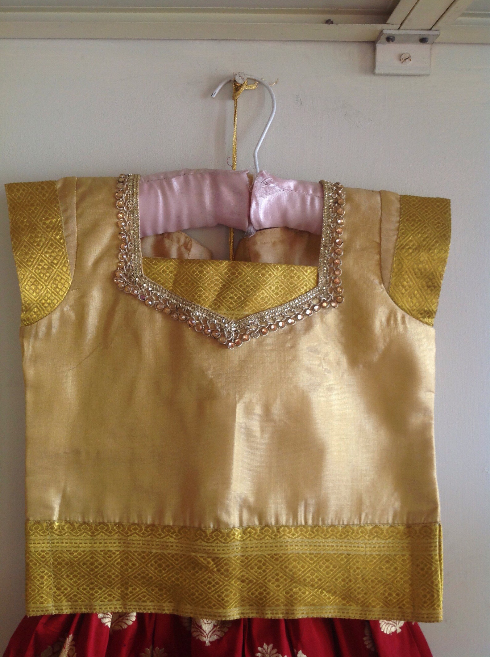 Maroon and Gold Pattu Pavada | Etsy