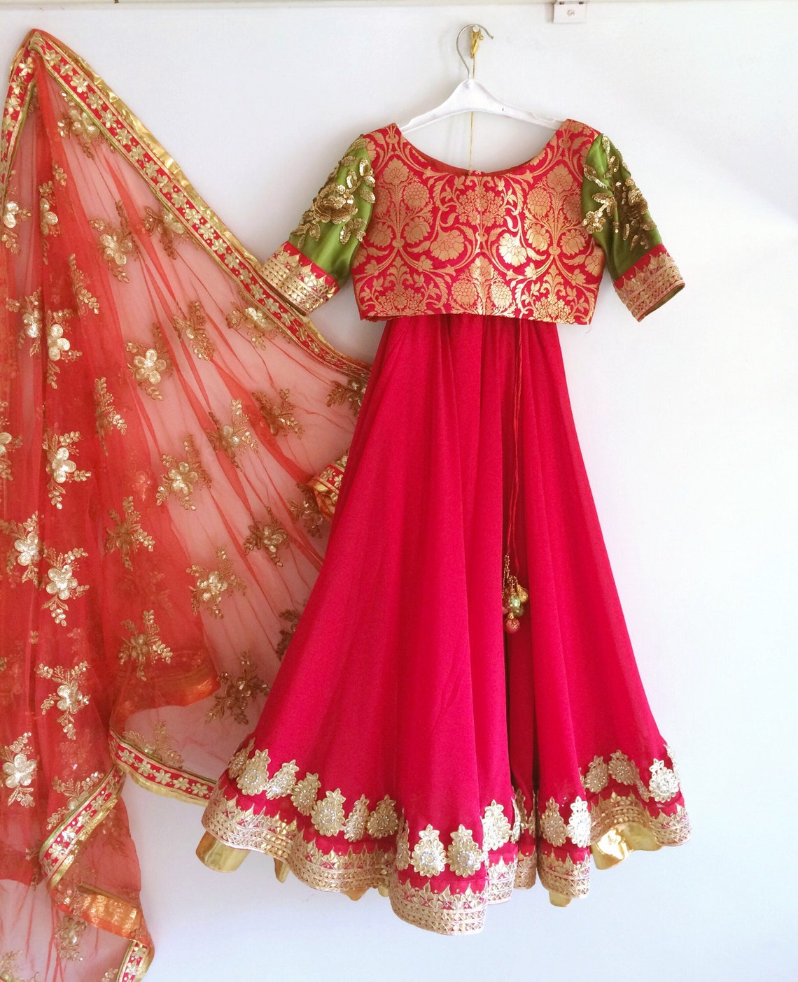 Buy Traditional Red Full Flared Lehenga Online in India - Etsy