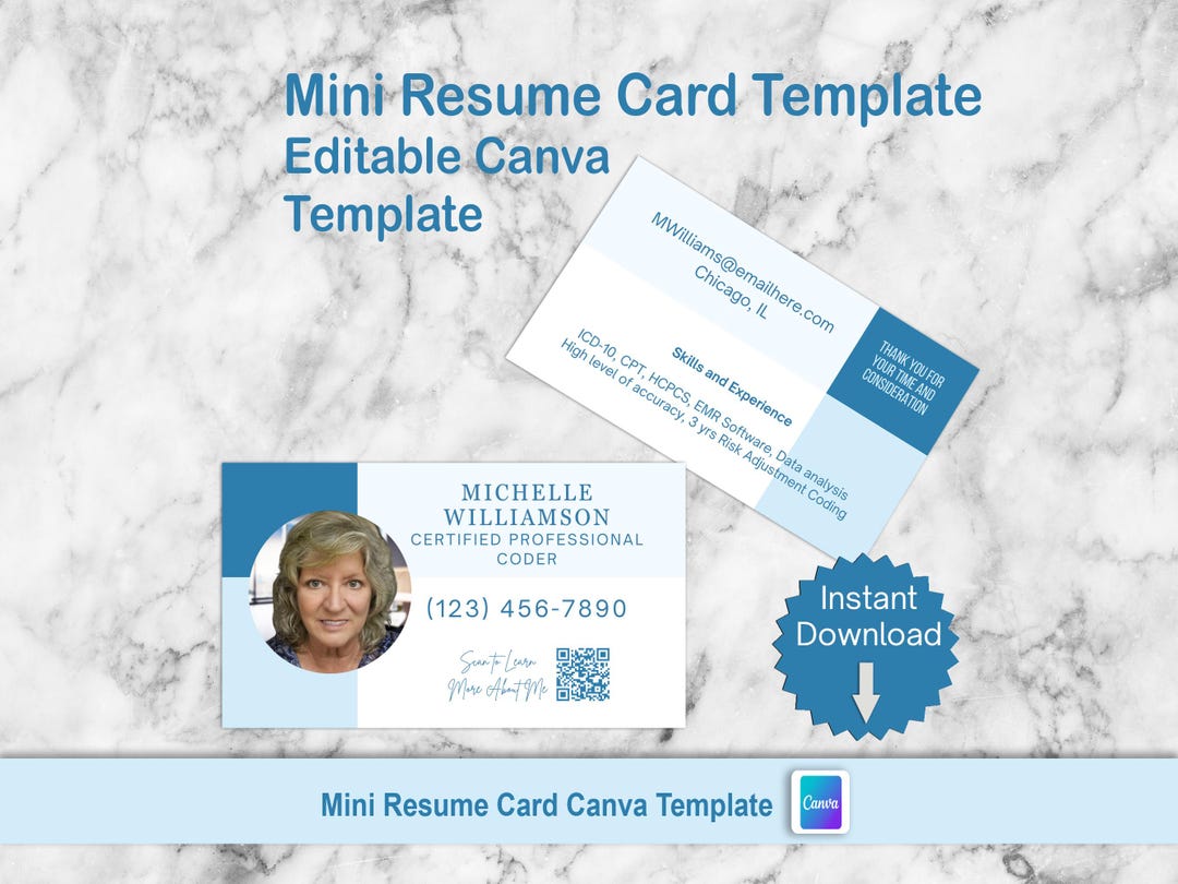 Mini Resume Card Convenient Card Resume Networking Card Canva Template ...
