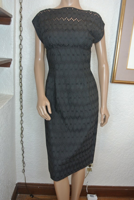 Vintage Pat Hartley Eyelet Cotton Pencil Dress - Gem