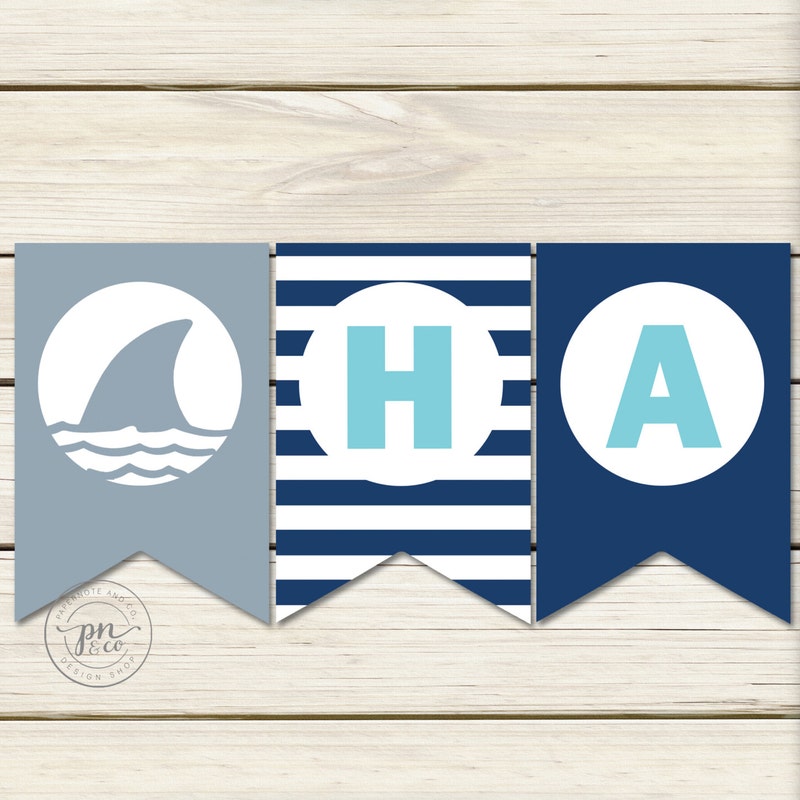 Shark Birthday Banner - Etsy