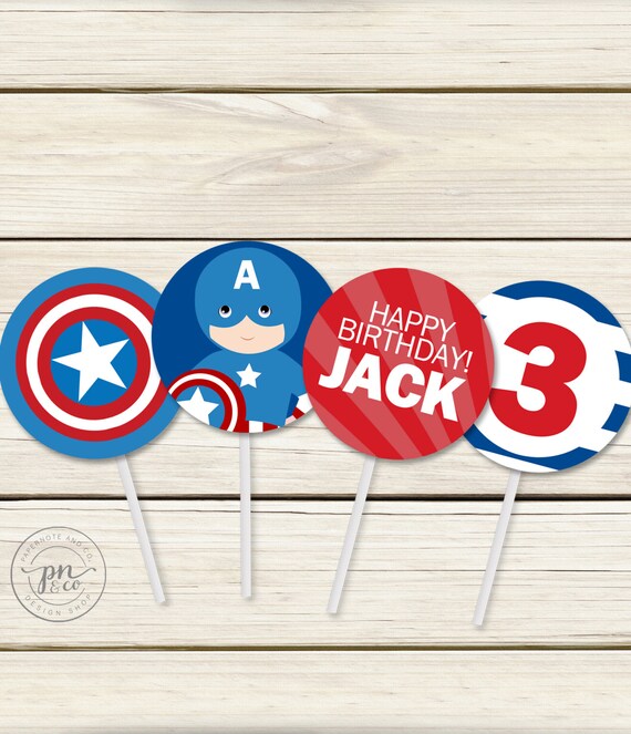 Items similar to Captain America Toppers // Superhero Toppers ...