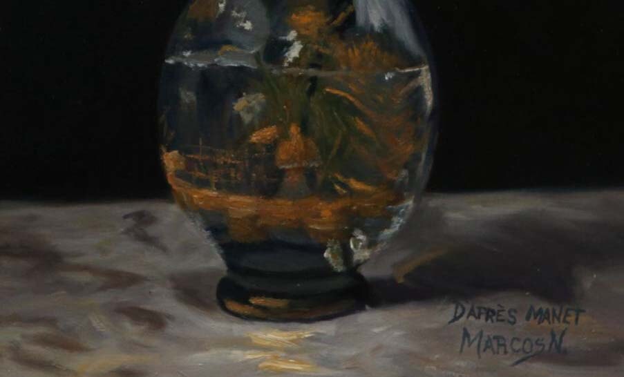 Still Life Original Oil Painting "the Flowers Pink and Red " Manet ...