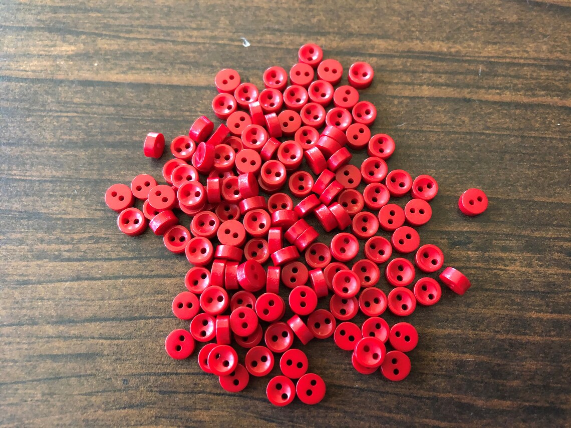 Tiny Buttons 6mm Red Qty 100 Doll Buttons Craft Buttons - Etsy