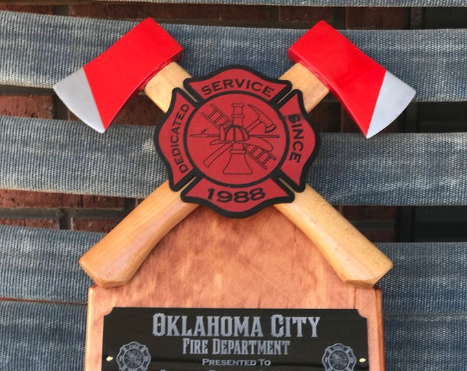 Firefighter Award Plaque and Gift With Crossed Axes - Etsy