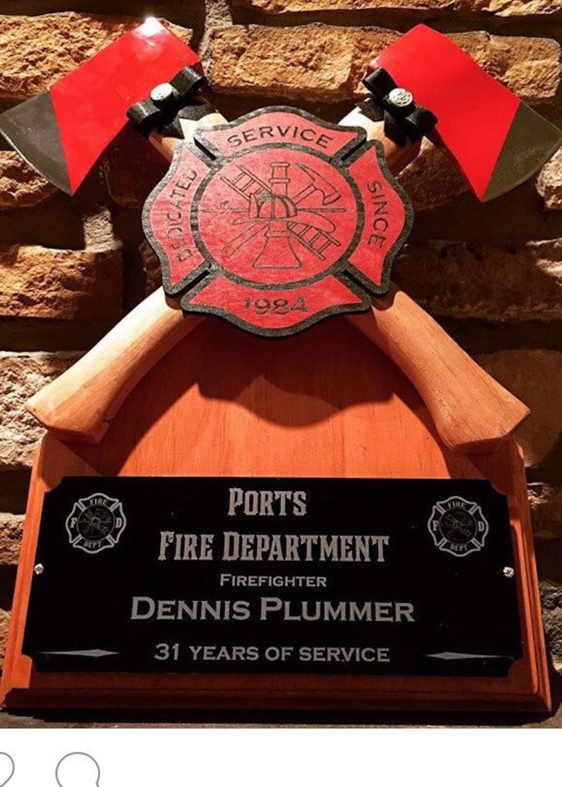 Firefighter Award Plaque and Gift With Crossed Axes - Etsy