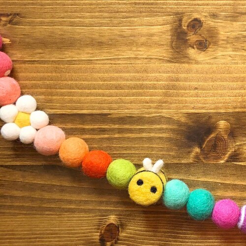 Radiant Rainbow Felt Pom Bunting Colorful Felt Ball Garland - Etsy