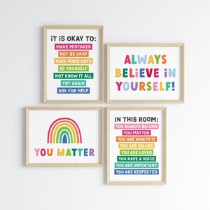 Rainbow You Matter Art Print | Colorful Classroom Playroom Affirmations ...