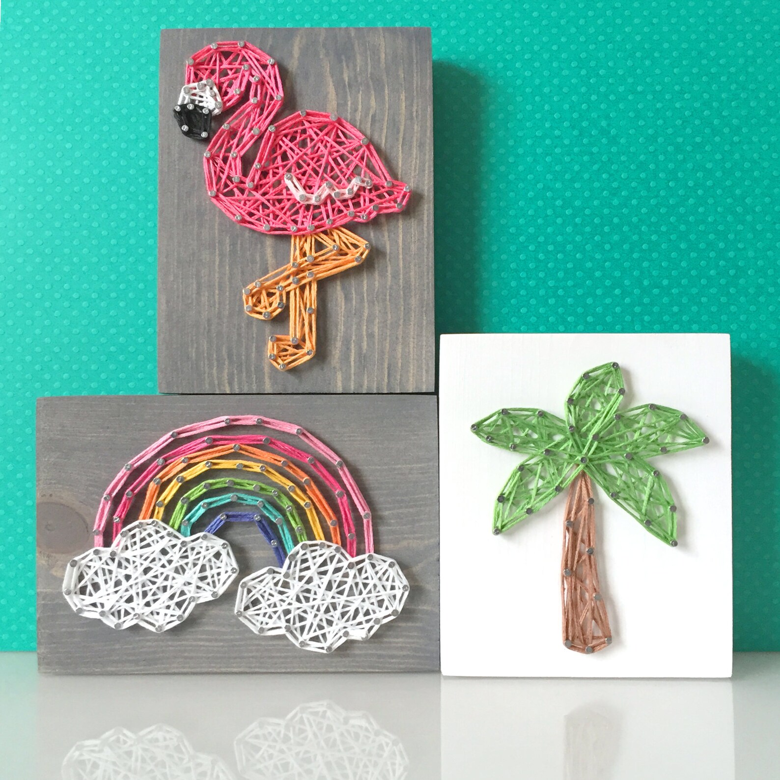 MADE TO ORDER String Art Rainbow with Clouds Single Line | Etsy