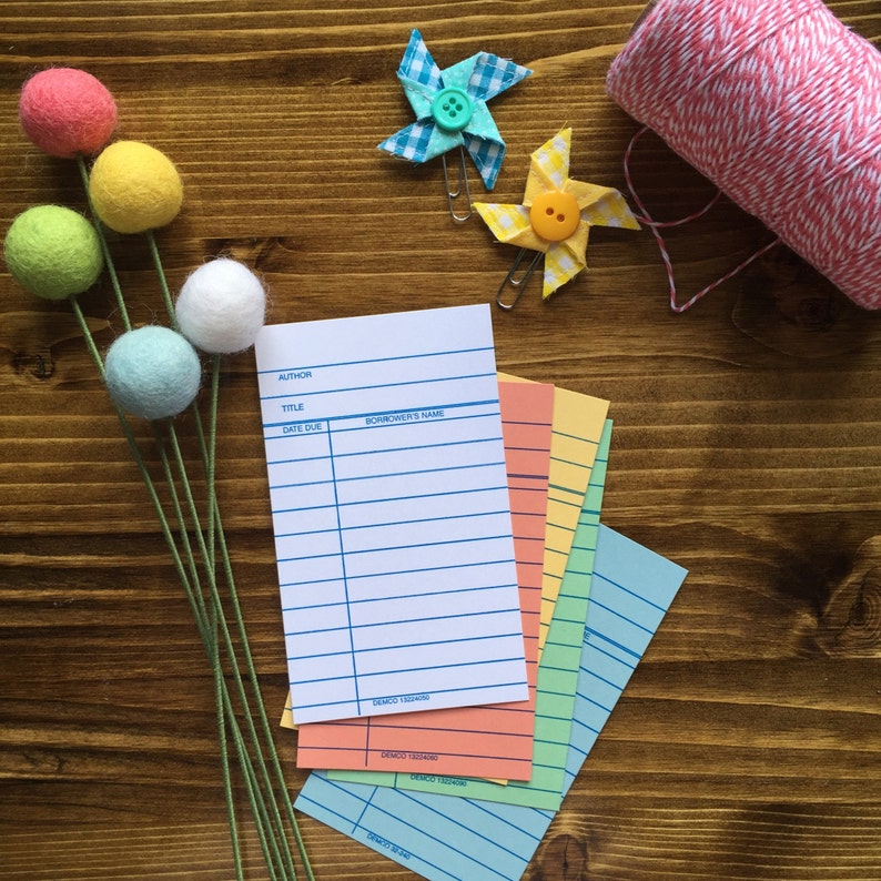 Pom Cluster Library Card Set Pom Flower Bouquet - Etsy