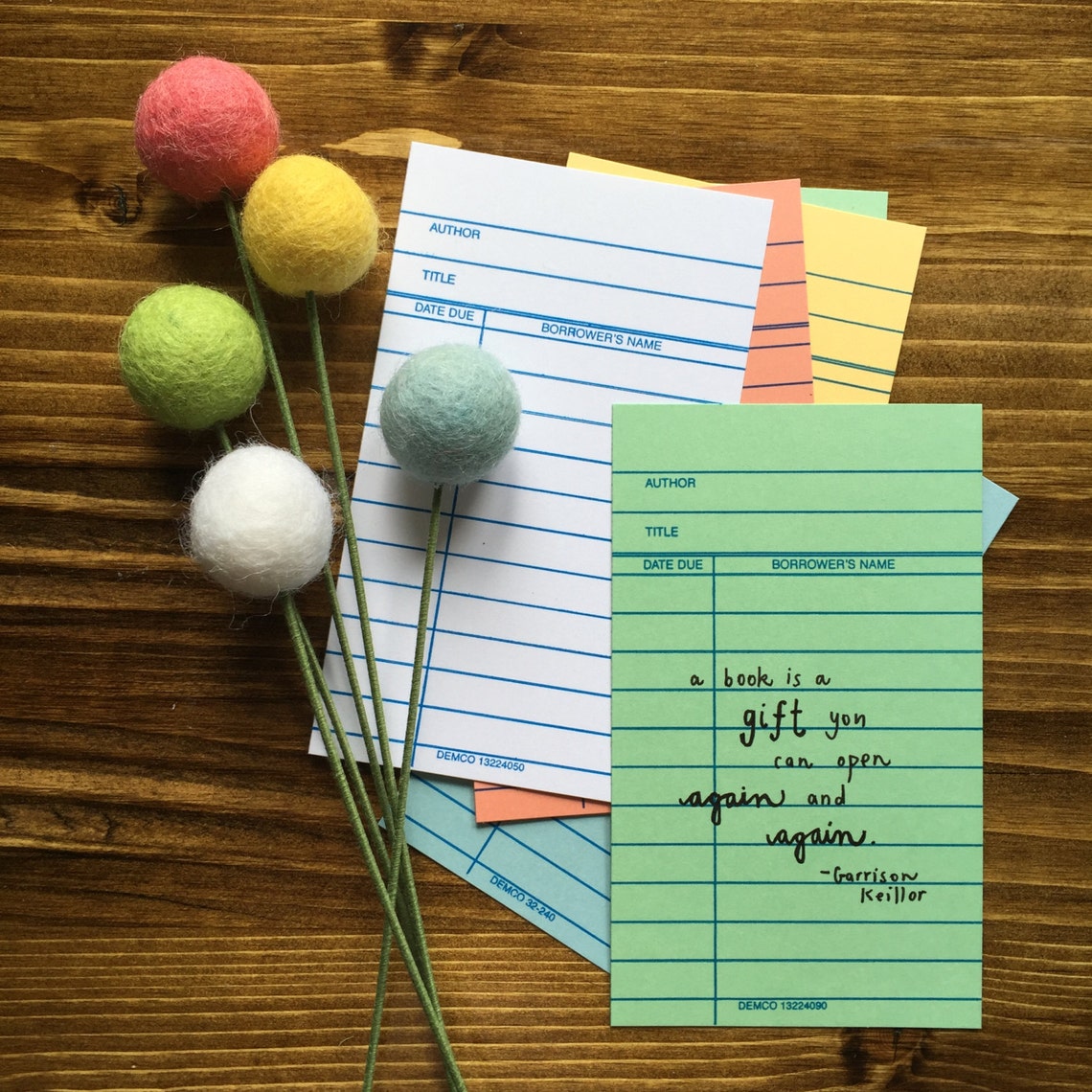 Pom Cluster Library Card Set Pom Flower Bouquet - Etsy