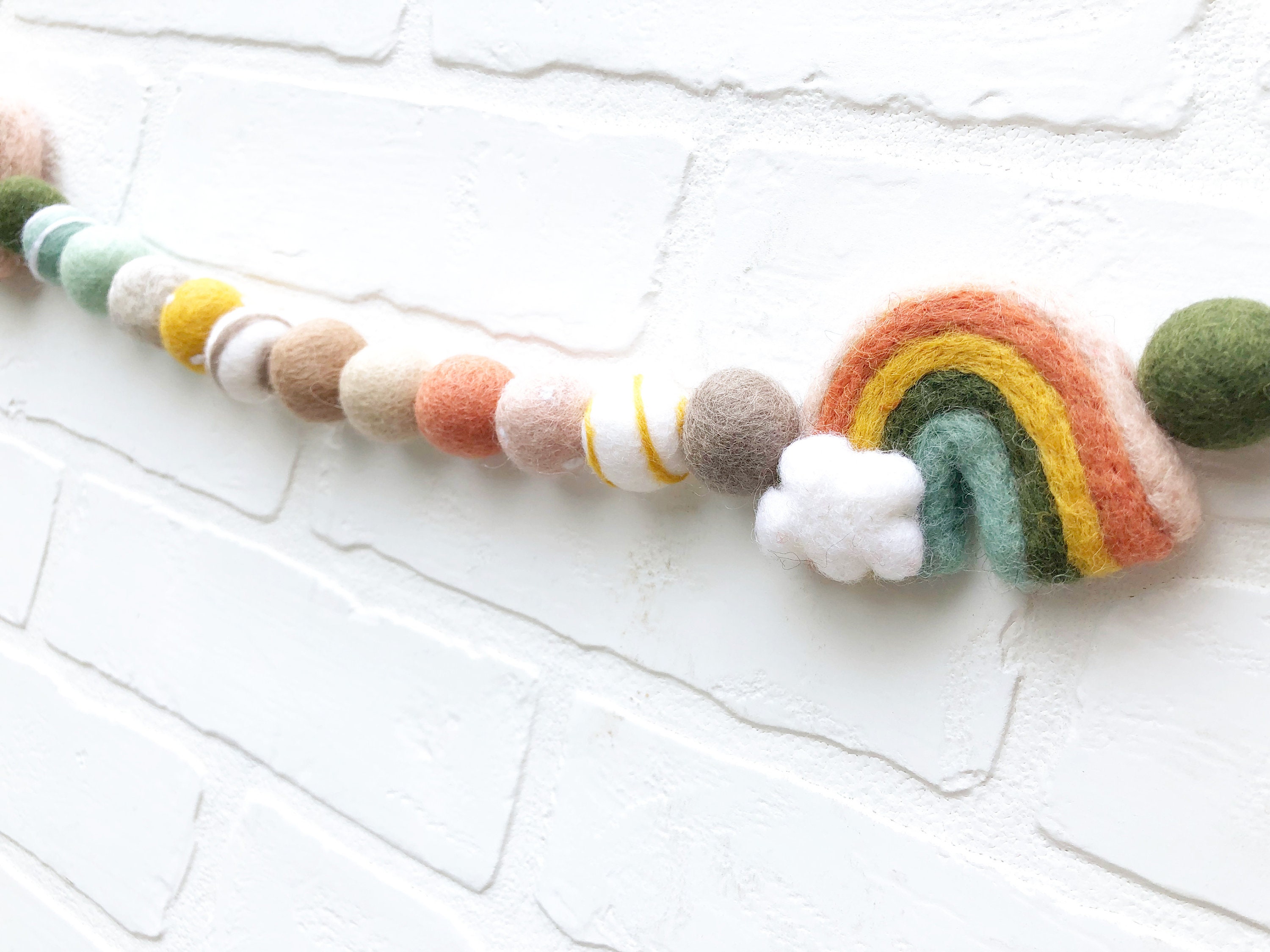 Kelly's Colors Felt Pom Bunting Muted Rainbow Felt Ball | Etsy