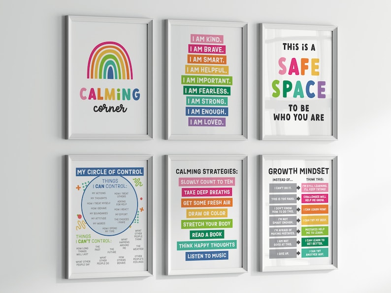 Calming Corner Art Print | Bright Rainbow Classroom Wall Art | the ...