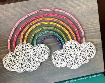MADE TO ORDER String Art Rainbow with Clouds Single Line | Etsy
