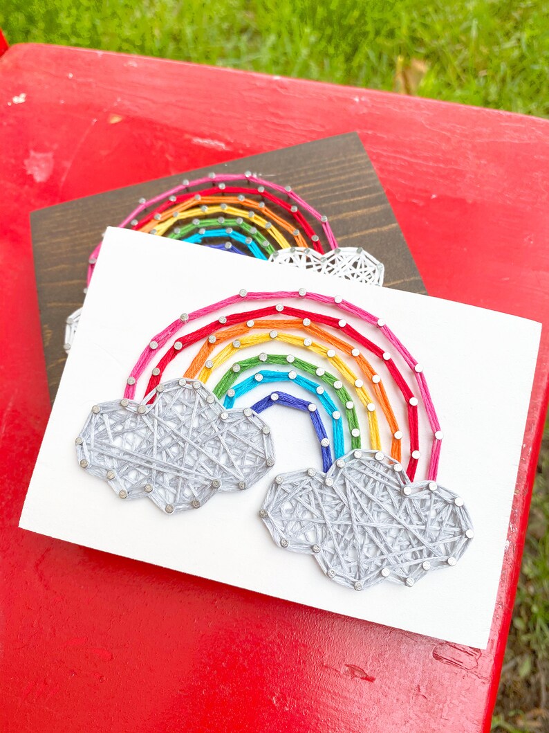 MADE TO ORDER String Art Rainbow With Clouds Single Line | Etsy