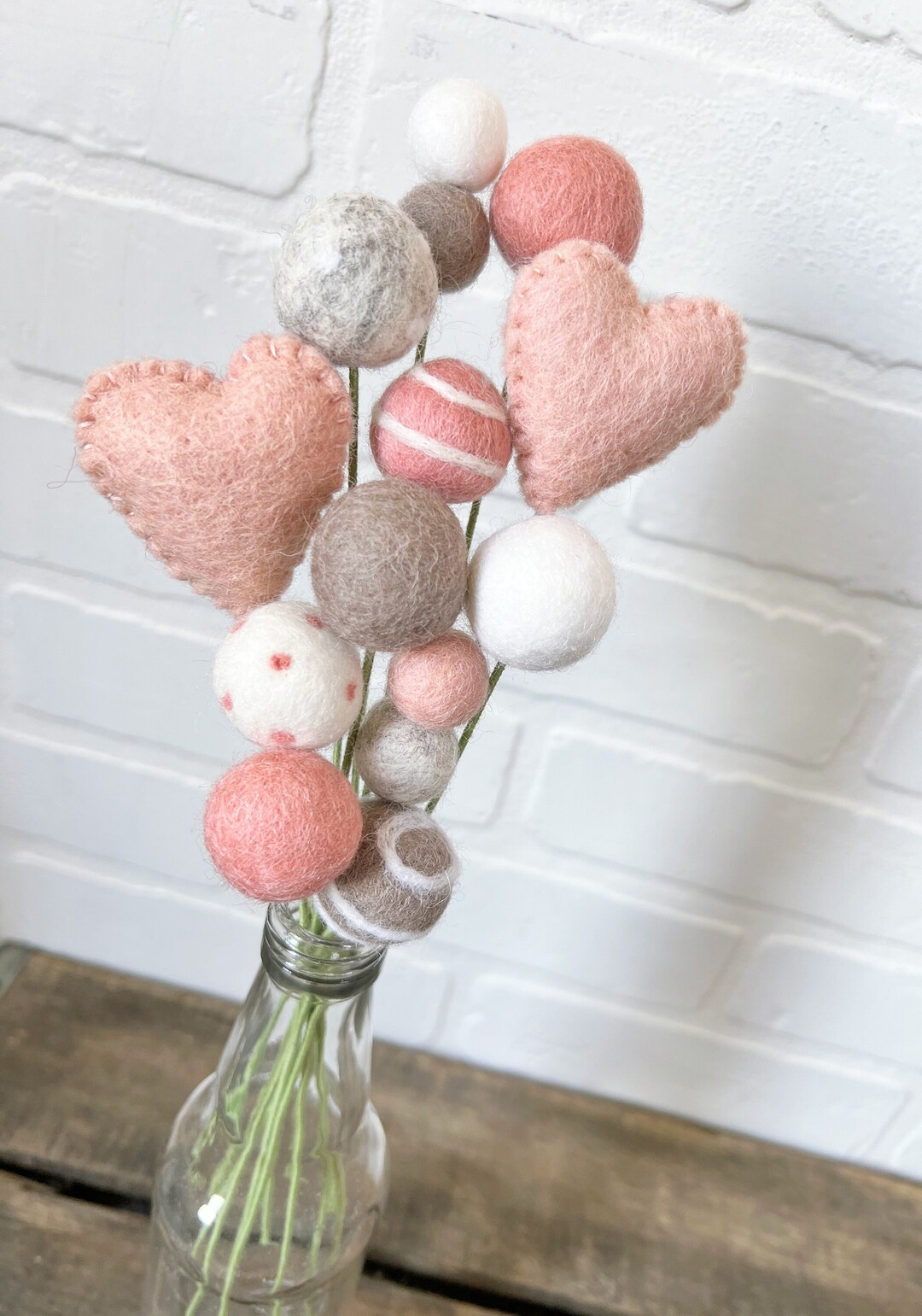 Pom Cluster Love is Sweet Pom Flower Bouquet Muted Pink, Blush, and ...