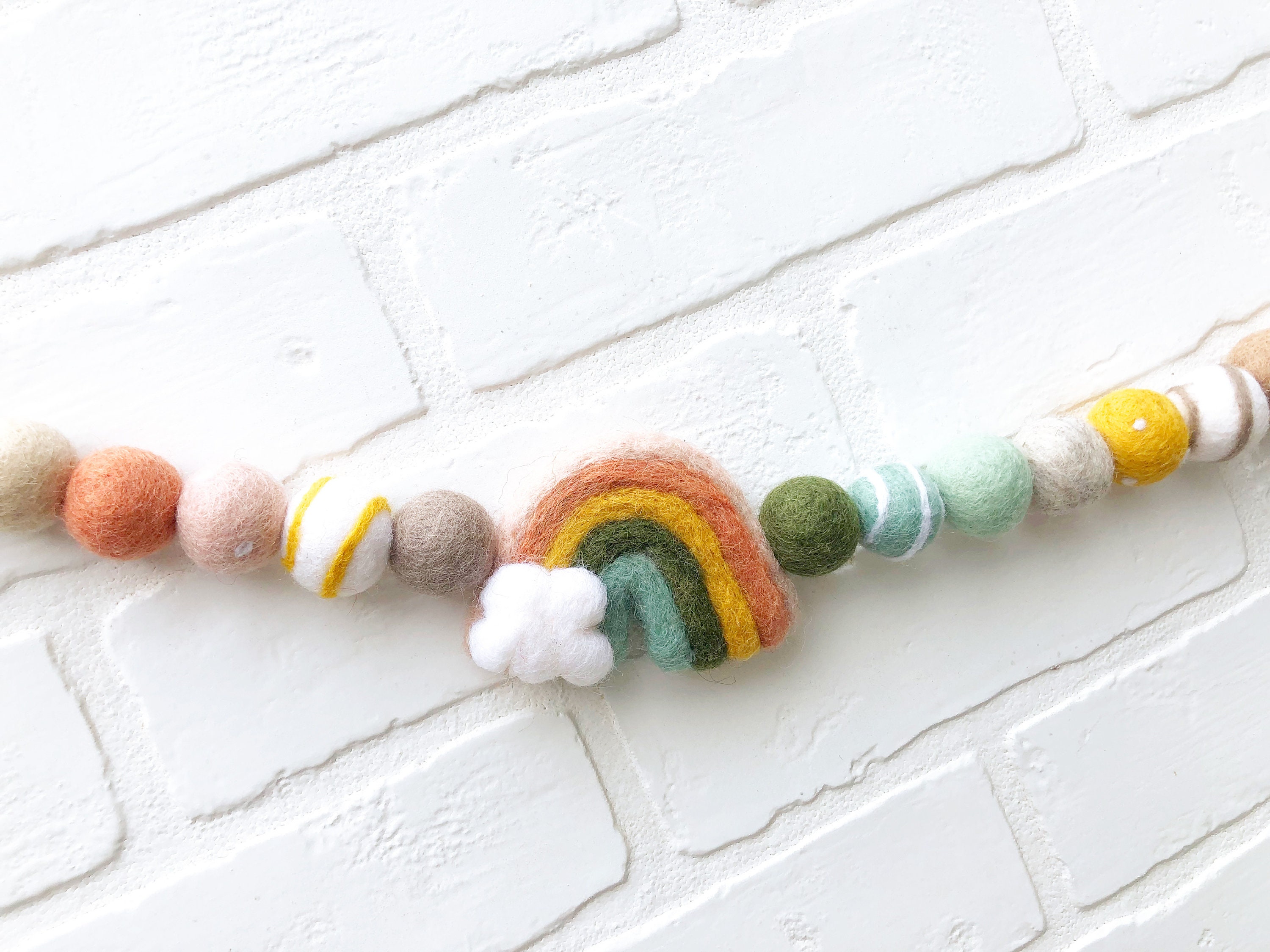 Kelly's Colors Felt Pom Bunting Muted Rainbow Felt Ball | Etsy