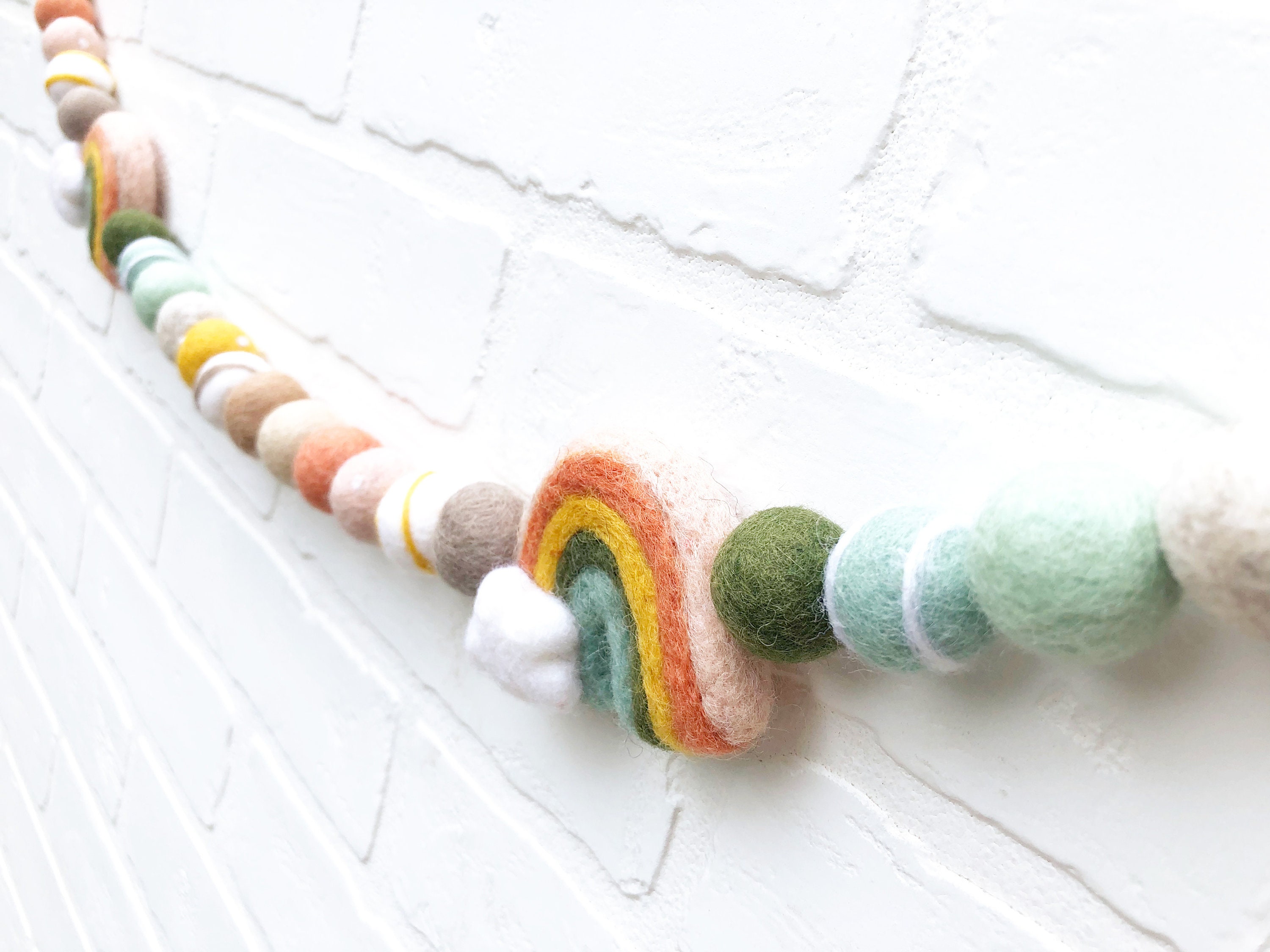 Kelly's Colors Felt Pom Bunting Muted Rainbow Felt Ball | Etsy
