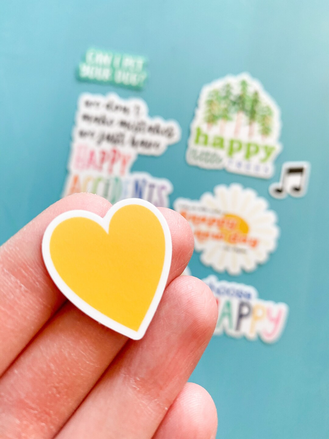 Itty Bitty Yellow Heart Vinyl Sticker | Laptop and Water Bottle Sticker ...
