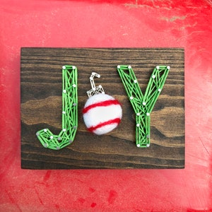 READY TO SHIP String Art Mini Joy Sign With Felt Pom Ornament | Dark ...