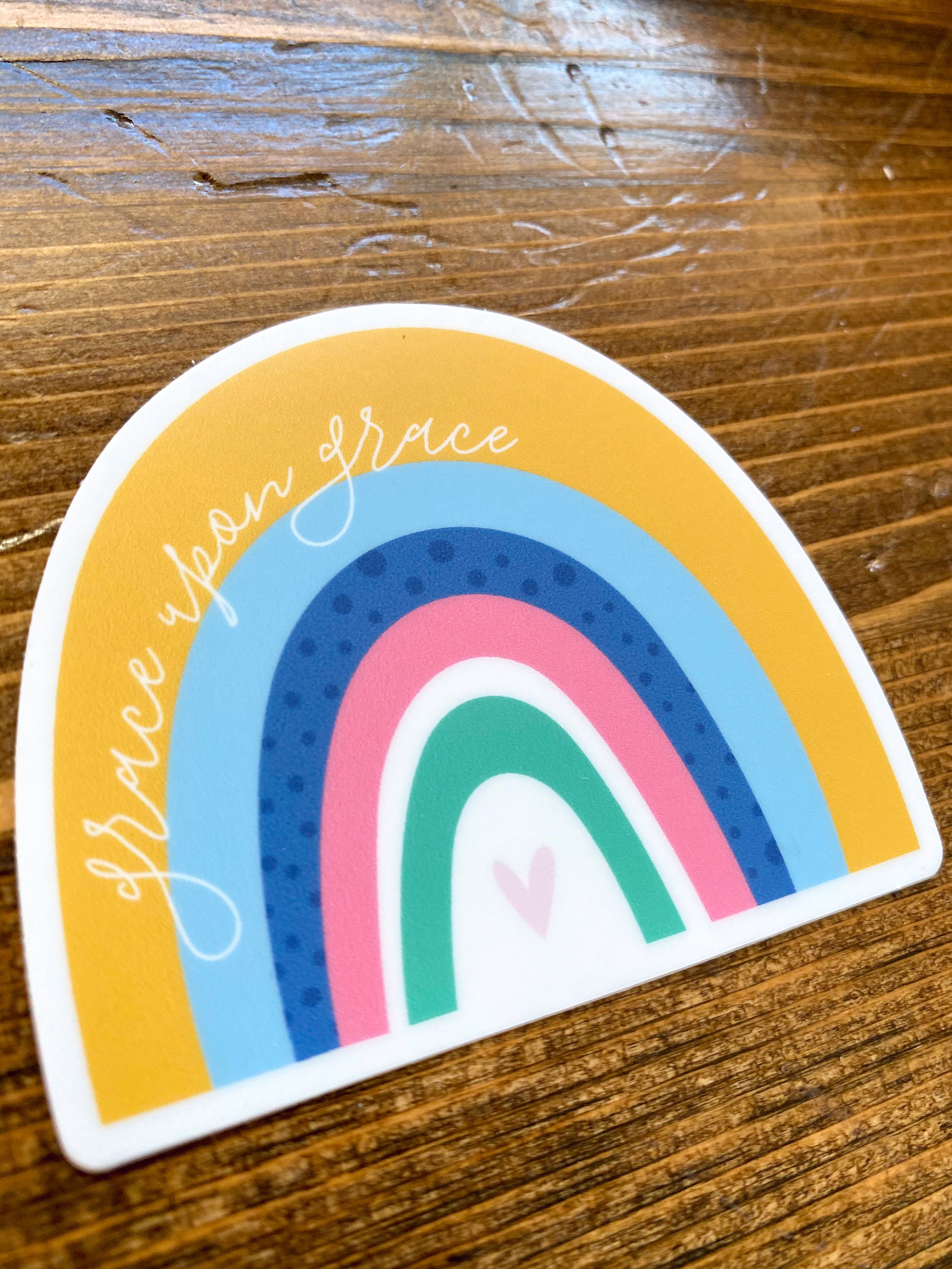 Grace Upon Grace Rainbow Vinyl Sticker | Rainbow Colors, Laptop and ...