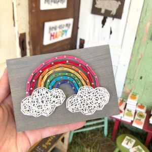 MADE TO ORDER String Art Rainbow with Clouds Single Line - Etsy