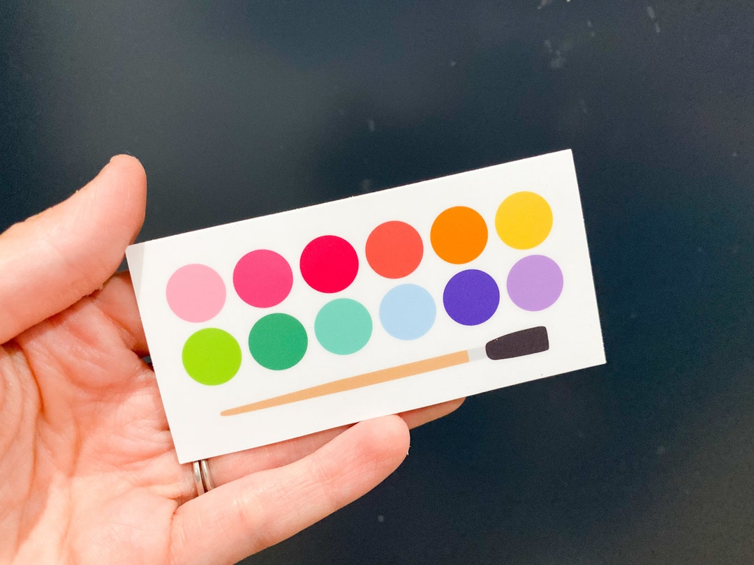 Paint Palette Vinyl Sticker Rainbow Colors, Laptop and Water Bottle ...