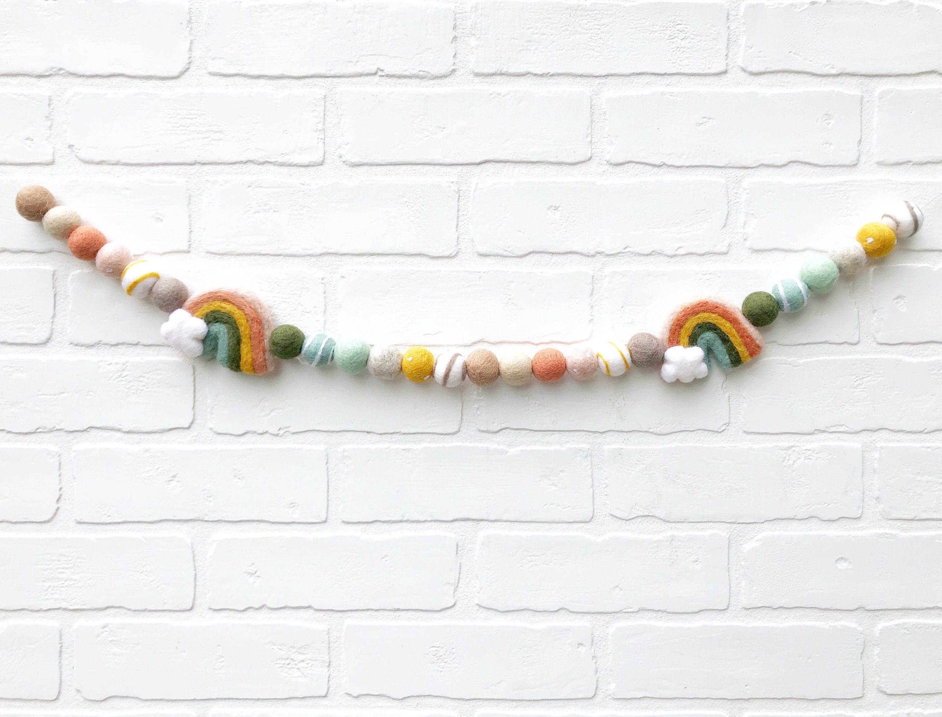 Kelly's Colors Felt Pom Bunting Muted Rainbow Felt Ball | Etsy