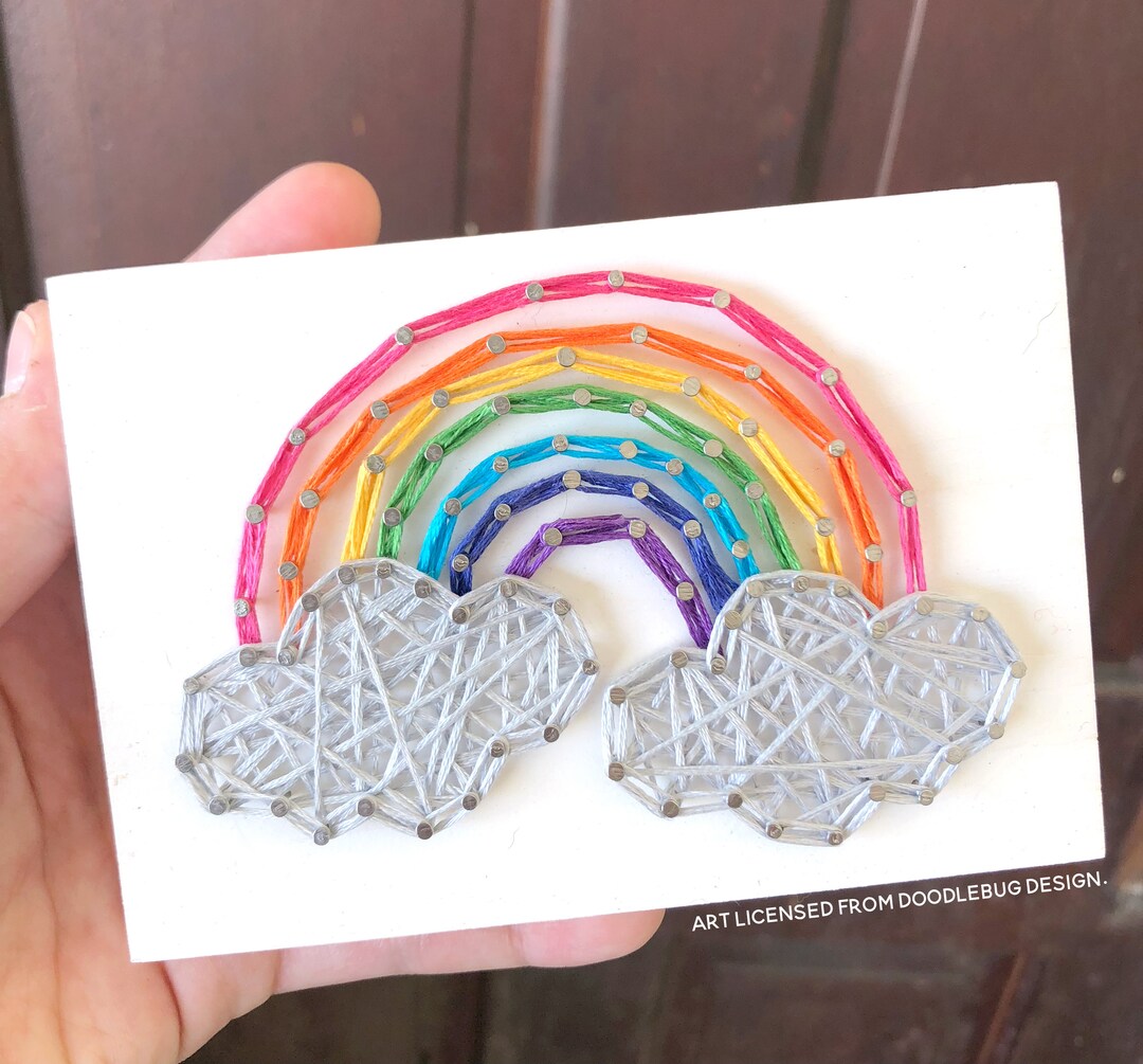 MADE TO ORDER String Art Rainbow with Clouds Single Line - Etsy