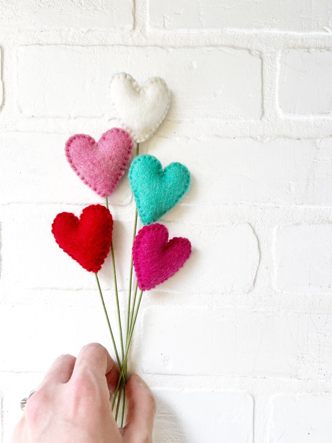 Pom Cluster Heart Balloons Pom Flower Bouquet Red, Pink, Aqua ...