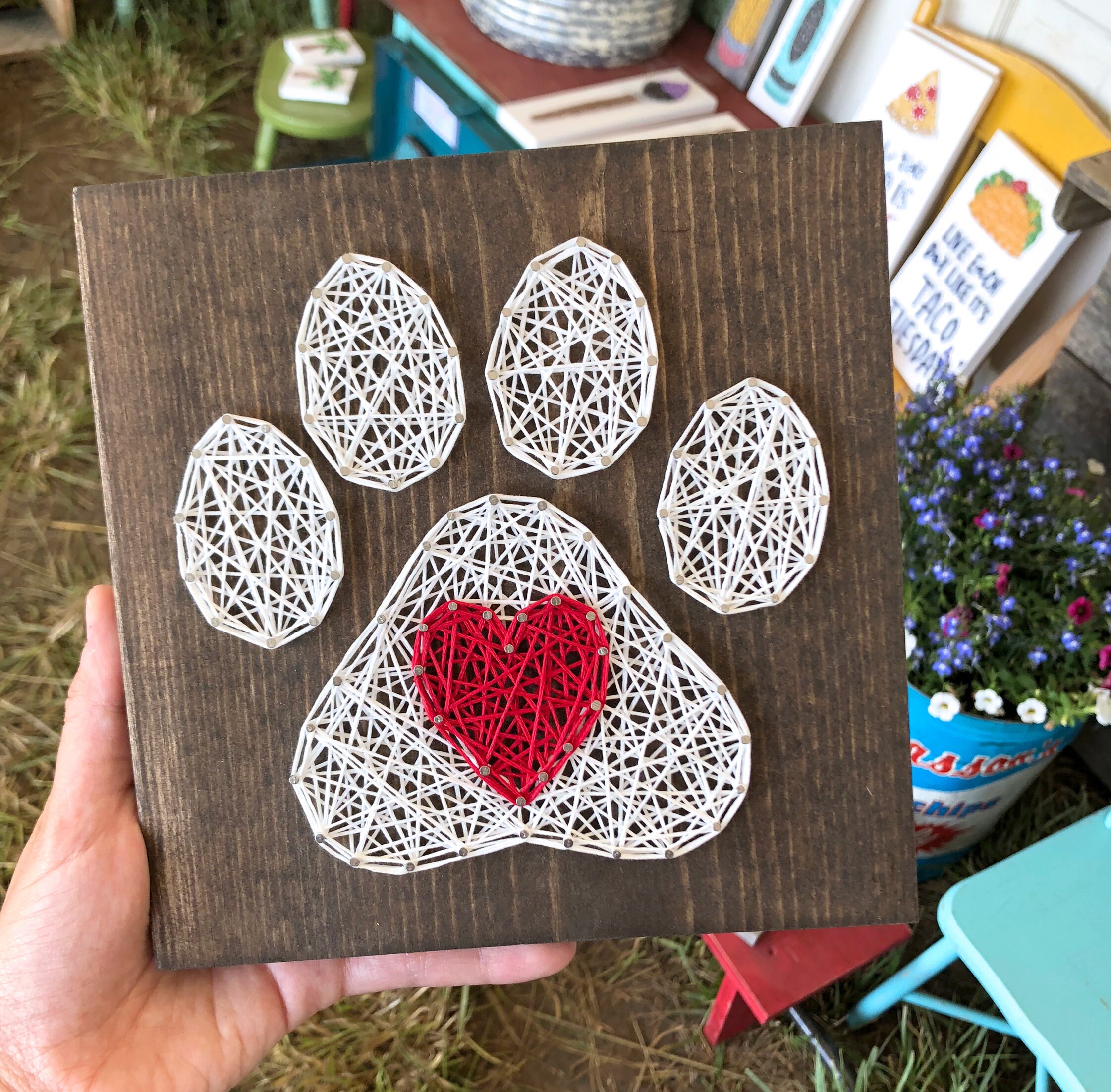 MADE TO ORDER String Art Paw Print and Heart Sign 7.25 | Etsy