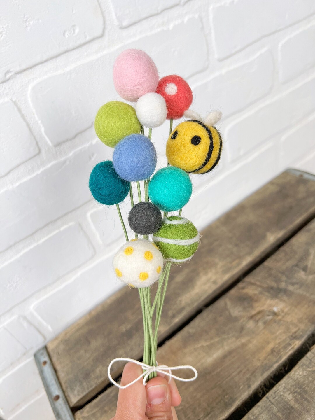 Pom Cluster Polka Dot Pollinator Pom Flower Bouquet Spring Summertime ...